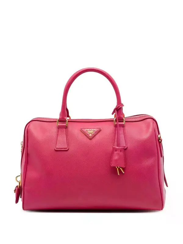 Prada 2010-2026 Saffiano Lux Convertible Bowler Bag Satchel - Pink