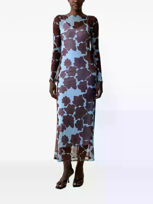 NEVER FULLY DRESSED Floral-print Mesh Dress - Blue