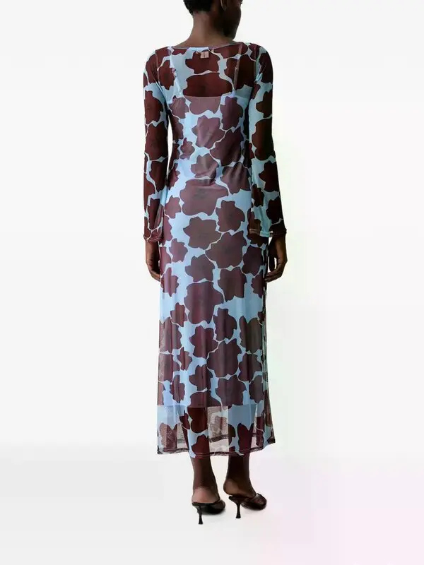 NEVER FULLY DRESSED Floral-print Mesh Dress - Blue