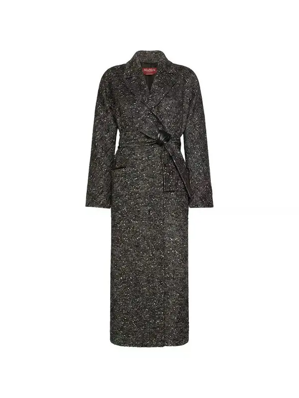 Max Mara Sequin-embellished Belted Coat - Grey