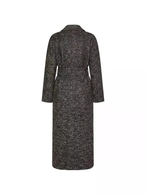 Max Mara Sequin-embellished Belted Coat - Grey