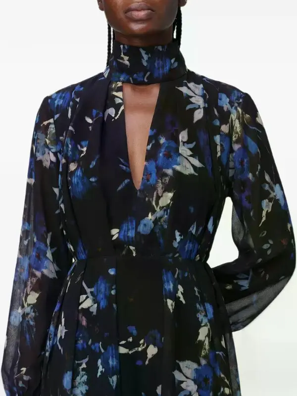 HANITA Floral-print High-neck Mini Dress