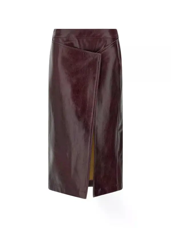 ARMARIUM Ember Asymmetric Leather Midi Skirt - Red