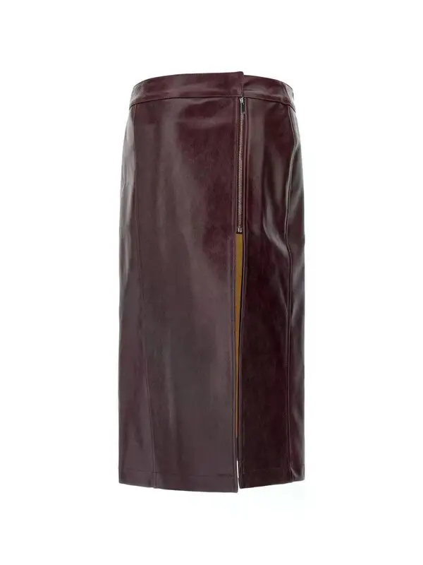 ARMARIUM Ember Asymmetric Leather Midi Skirt - Red