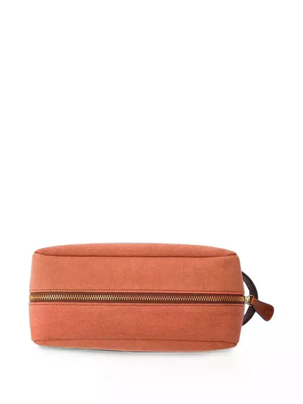 LA PORTEGNA Negro Canvas Leather-trim Wash Bag