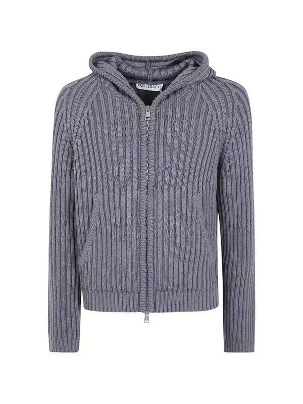 Our Legacy Ribbed-knit Zip-up Level Hoodie