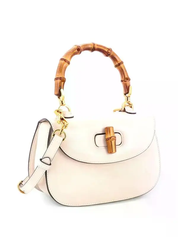 Gucci Bamboo 1947 Top Handle Bag Leather Small Satchel - Neutrals