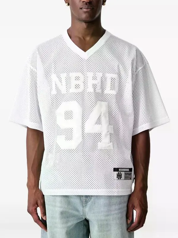 NEIGHBORHOOD Mesh-knit Logo-patch T-shirt - White