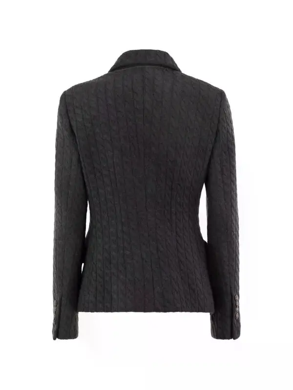 Brunello Cucinelli Double-breasted Cable-knit Blazer - Grey