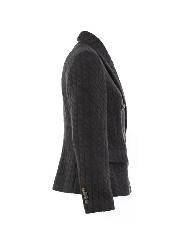 Brunello Cucinelli Double-breasted Cable-knit Blazer - Grey