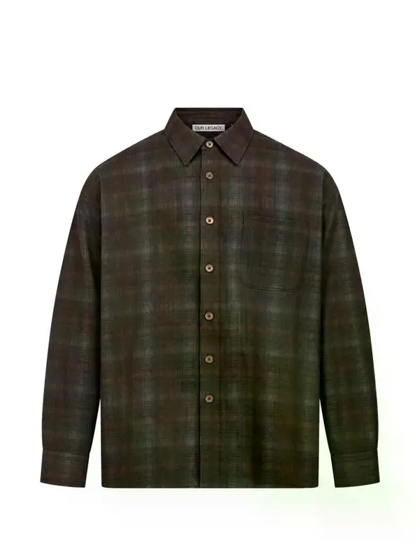 Our Legacy Check-print Chest-pocket Shirt - Brown