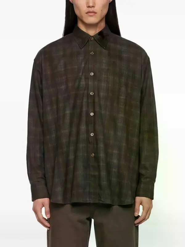 Our Legacy Check-print Chest-pocket Shirt - Brown