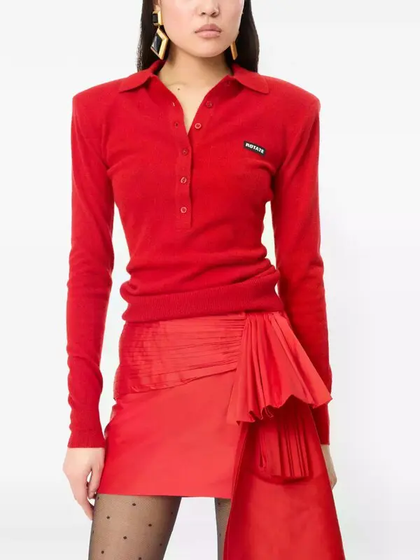 ROTATE BY BIRGER CHRISTENSEN Wool Longleeve Polo