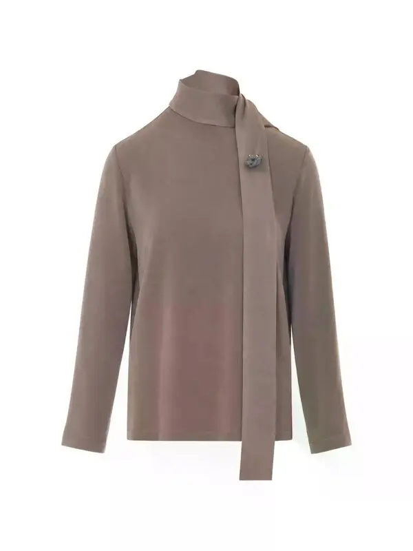 Fabiana Filippi Scarf-detail Brooch-embellished Top - Neutrals