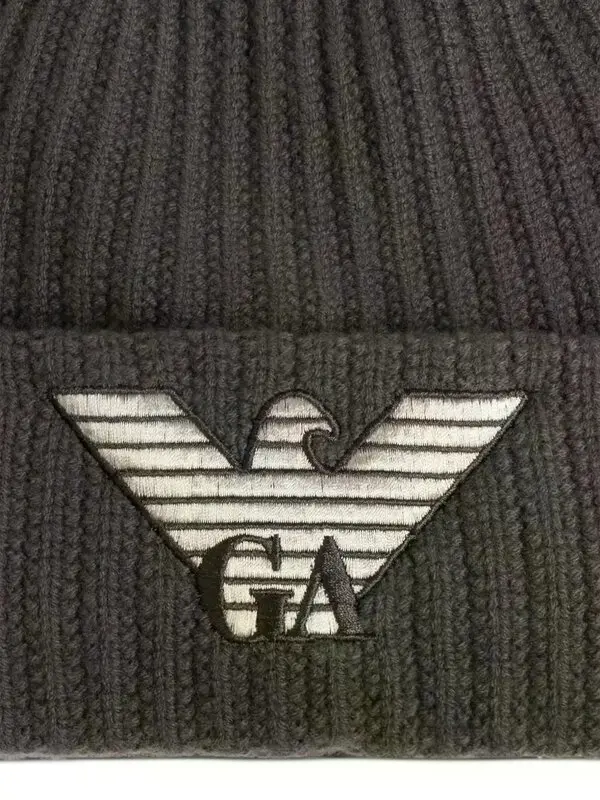 Emporio Armani Logo-embroidered Ribbed Beanie Hat