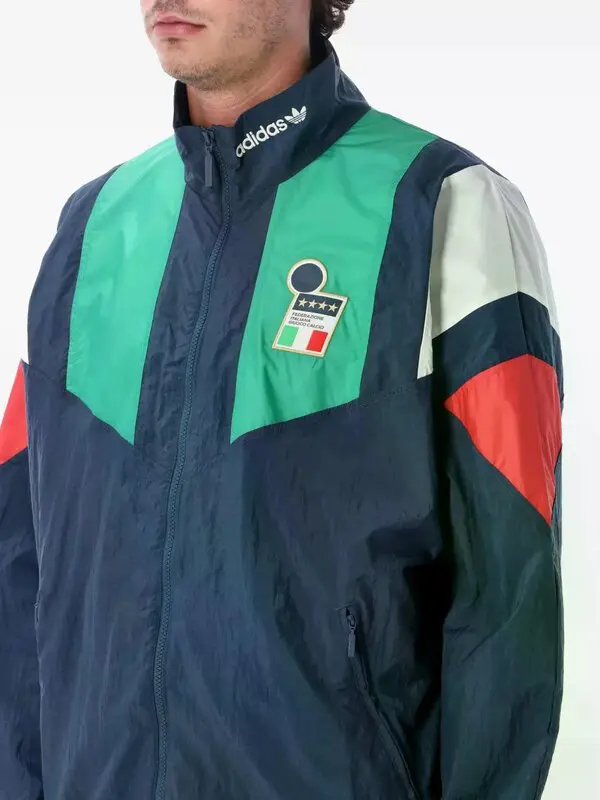Adidas Italy Eqt Colour-block Logo-patch Jacket - Blue