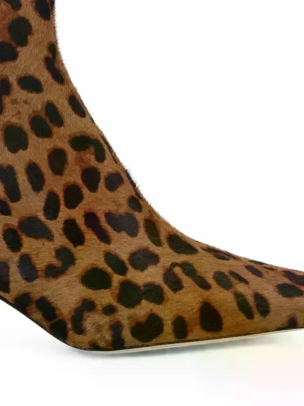 Staud Leopard-print Calf-hair Ankle Boots - Brown
