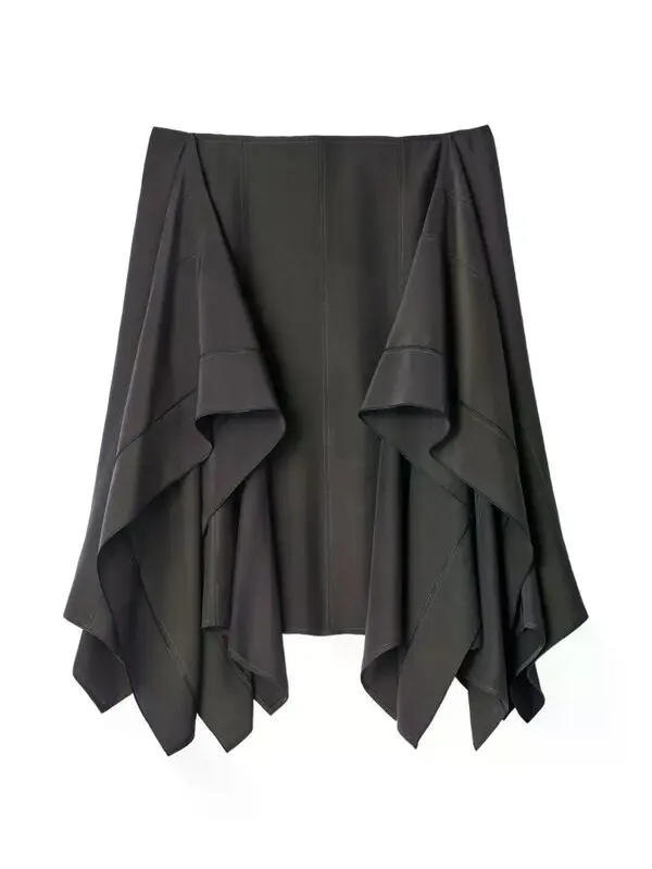 LEMAIRE Paneled Skirt In Silk Viscose Toile - Brown
