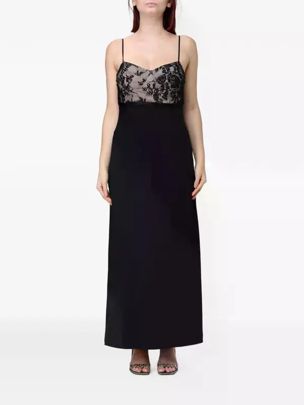 HANITA Lace-overlay Spaghetti-strap Maxi Dress