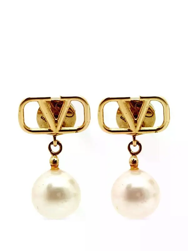 Valentino Garavani Vlogo Signature Faux-pearl Drop Earrings - Gold