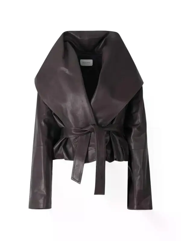 Magda Butrym Draped Belted Leather Jacket