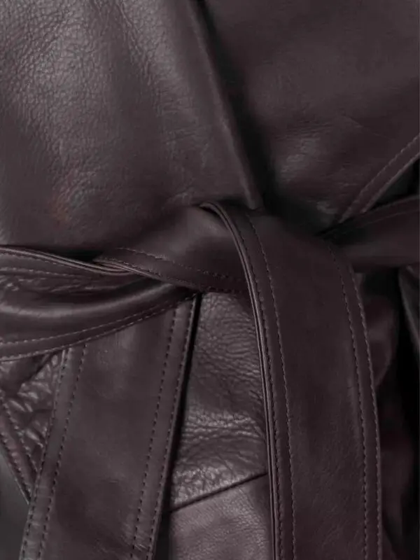 Magda Butrym Draped Belted Leather Jacket