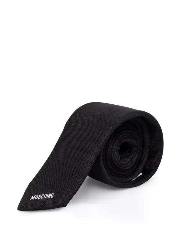 Moschino Teddy Bear Logo-embroidered Tie - Black