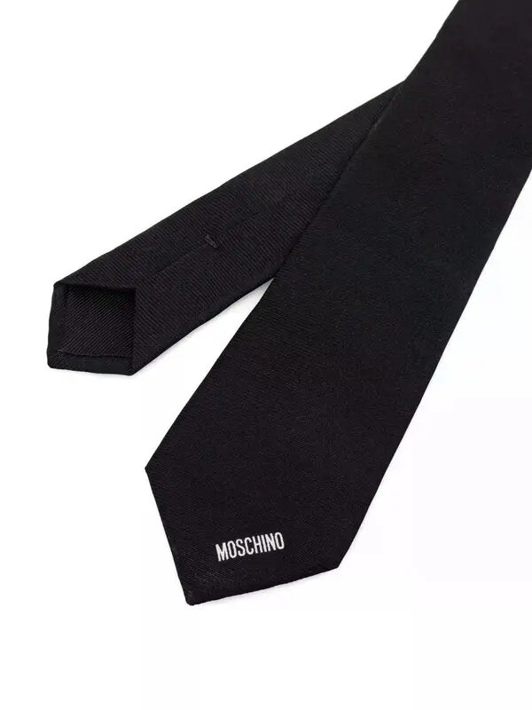 Moschino Teddy Bear Logo-embroidered Tie - Black