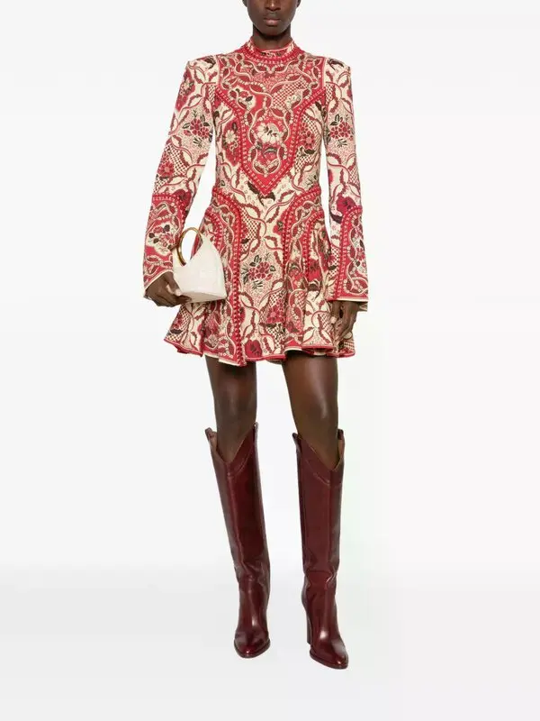ALEMAIS Kenny Floral-print Flared-sleeve Mini Dress