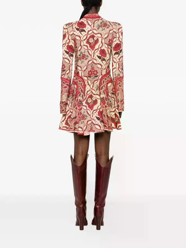 ALEMAIS Kenny Floral-print Flared-sleeve Mini Dress