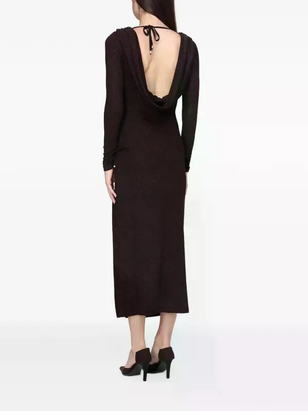 HANITA Glitter-effect Ruched Midi Dress