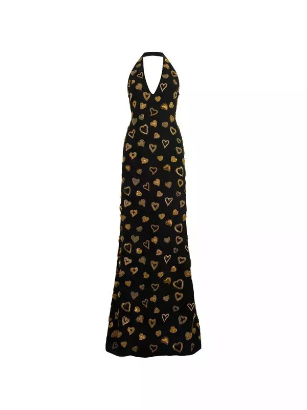 Moschino Heart-embroidered Halterneck Maxi Dress