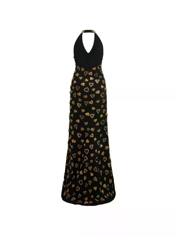 Moschino Heart-embroidered Halterneck Maxi Dress