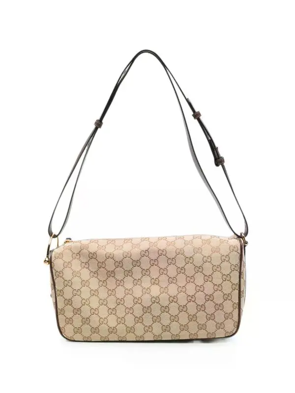 Gucci Half Horsebit Gg-supreme Shoulder Bag - Neutrals