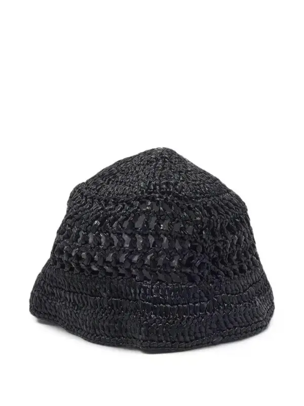 Prada Logo Crochet Bucket Hat - Black