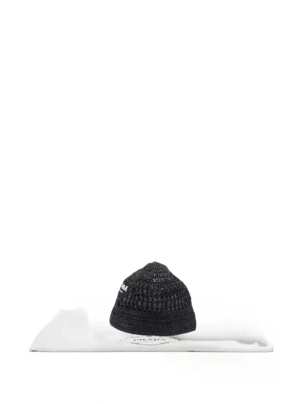 Prada Logo Crochet Bucket Hat - Black