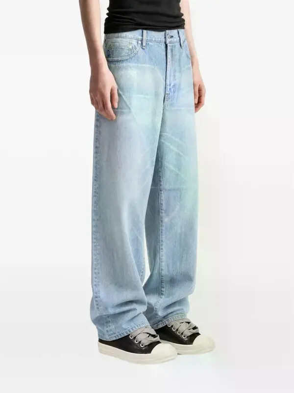 VOWELS Faded-effect Whiskered Jeans