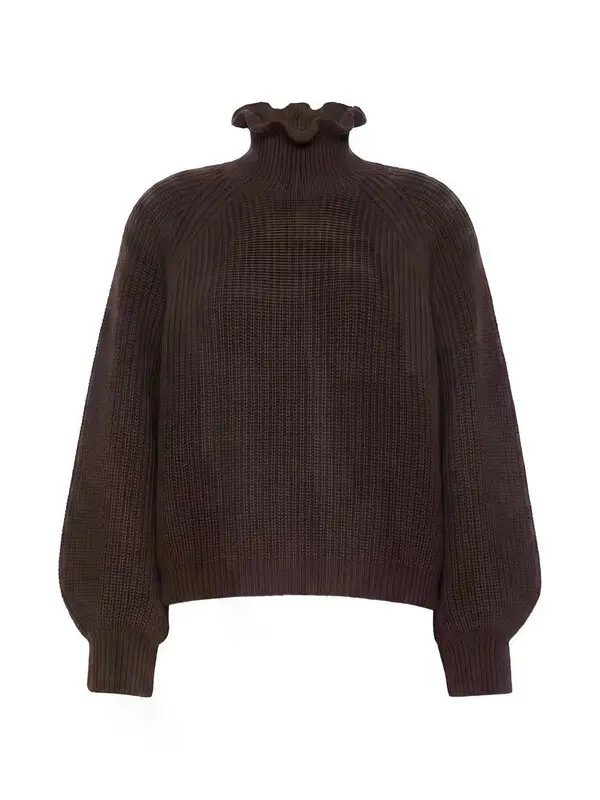 Max Mara Ruffled High-neck Sweater - Brown