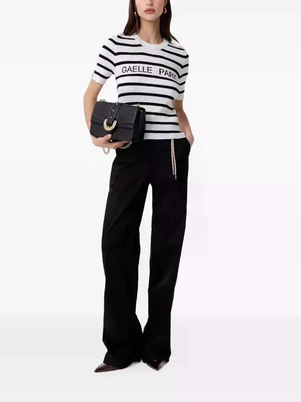 GAELLE PARIS Striped Logo-detail Top