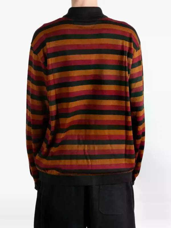 VOWELS Striped Long-sleeve Polo Shirt