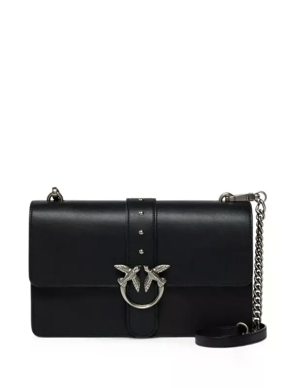 Pinko Medium Love Bag One Leather Handbag With New Buckle - Black