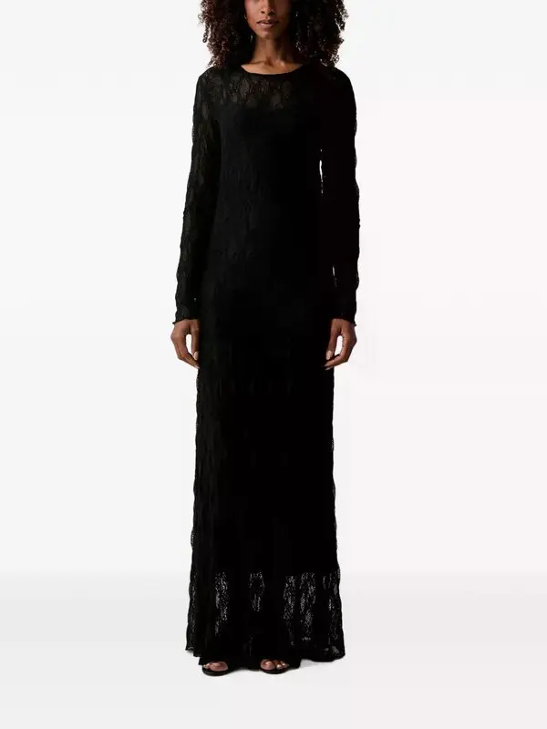 TWINSET Floral-lace Long-sleeve Dress - Black