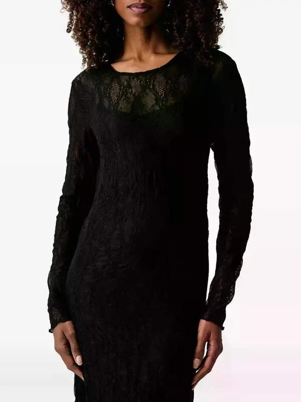 TWINSET Floral-lace Long-sleeve Dress - Black