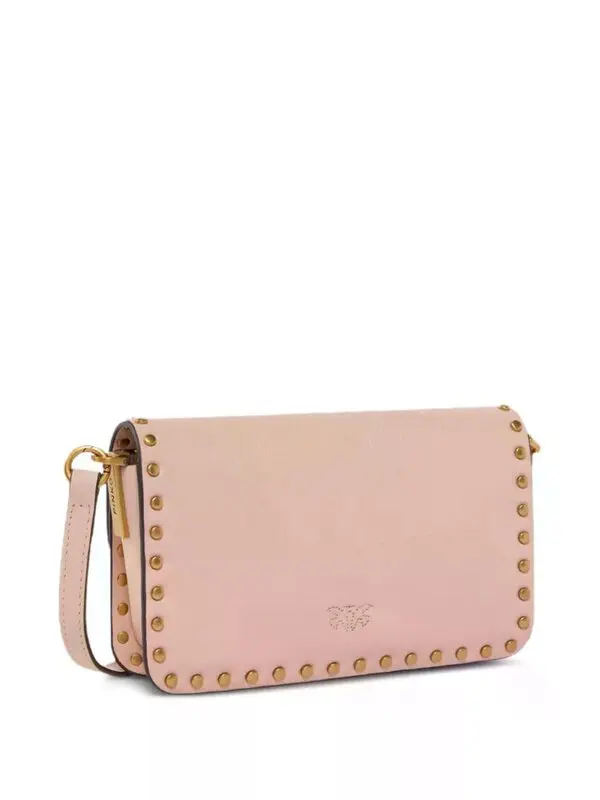 Pinko Baby Love Bag One Slouchy Crossbody Bag In Leather With Studs - Pink