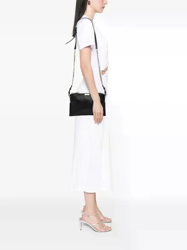 Burberry 2012-2026 Small Grain Check Embossed Leather Chichester Crossbody Bag - Black