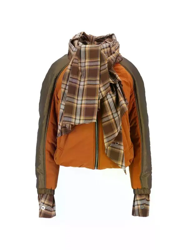 MARBELL Check-print Raglan-sleeve Jacket - Orange