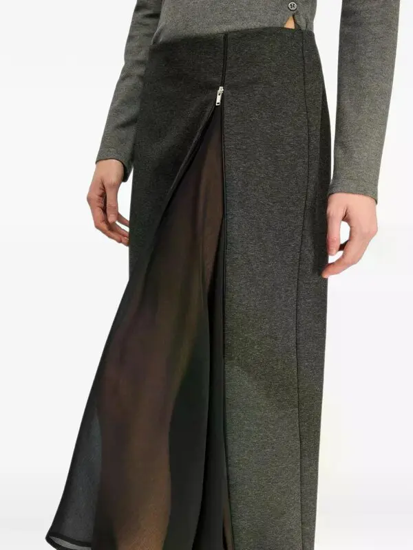 SEMICOUTURE Zip-fastening Layered Midi Skirt