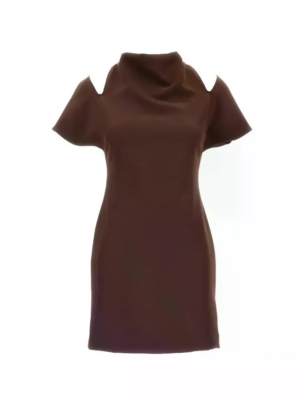 Federica Tosi Cold-shoulder Cowl-neck Mini Dress - Brown