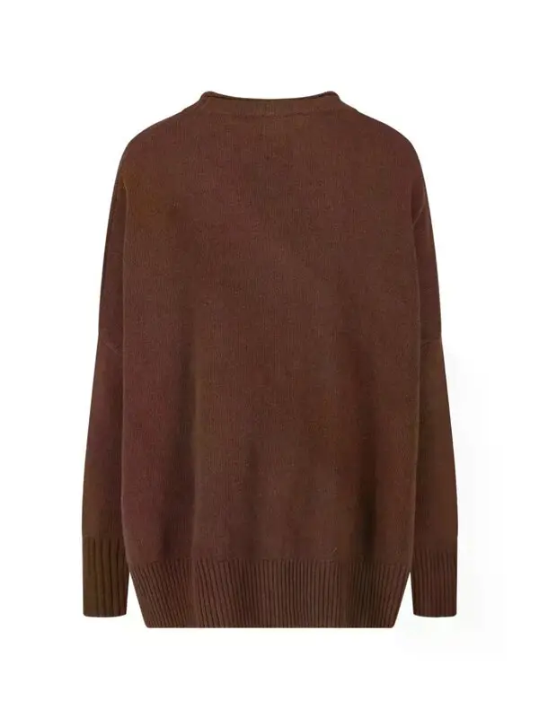 MA'RY'YA Patch-pocket Side-slit Sweater - Brown