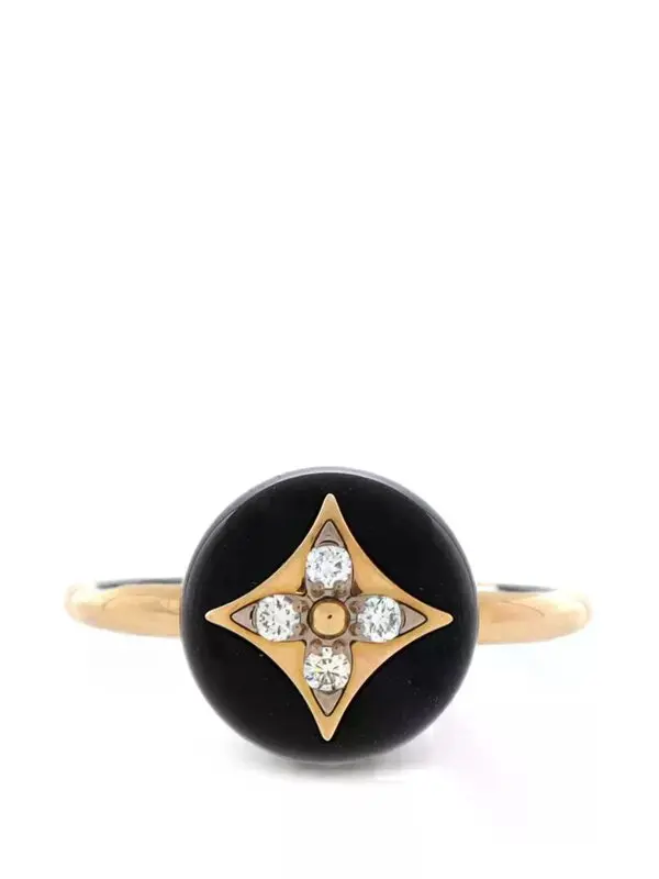 LOUIS VUITTON B Blossom 18k Yellow And 18k White With Onyx And Diamonds Ring